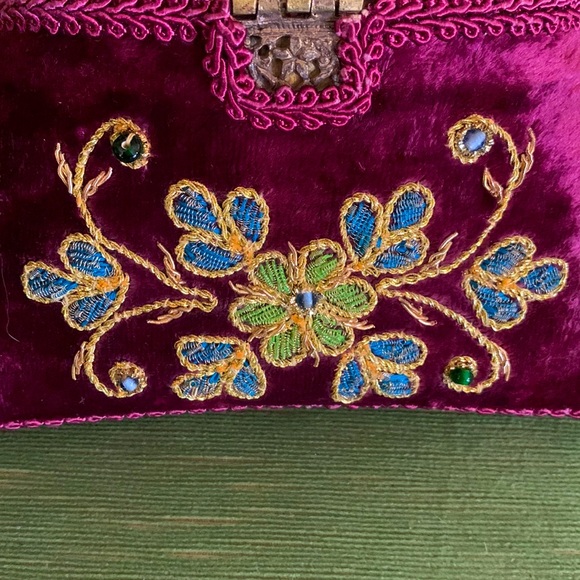 Bags | Vintage Handcrafted Velvet Small Metal Chain Bag | Poshmark